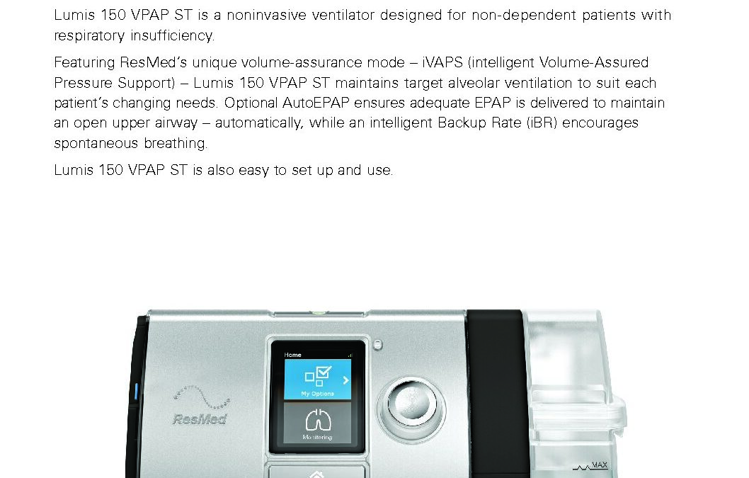 Resmed Lumis 150 VPAP ST | BiPAP | User Manual | Brochure | Evron ...